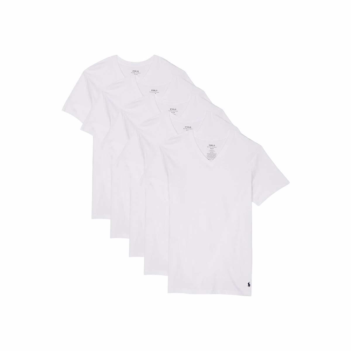 POLO RALPH LAUREN P5 Cotton Classic V-Necks 5 White/Cruise Navy LG