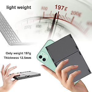 Gimibox Foldable Bluetooth Keyboard, Pocket Size Portable Mini BT Wireless Keyboard with Touchpad for Android, Windows, PC, Tablet, with Rechargeable Li-ion Battery-Dark Gray