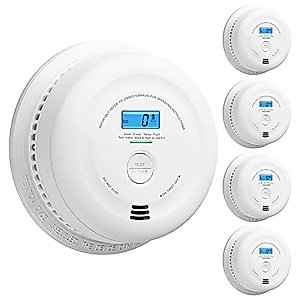 X-Sense 10-Year Battery Smoke and Carbon Monoxide Detector with LCD Display, Dual Sensor Smoke and CO Alarm Complies with UL 217 & UL 2034 Standards, Auto-Check, SC08, 5-Pack