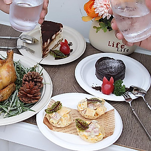 JOYFULOCEAN Paper Plates 7 inch 125 Pieces, 100% Compostable Disposable Paper Plates, Heavy-Duty Natural Biodegradable Eco-Friendly Sugarcane Fibers Party Plates(White)[PFAS-Free][BPI Certified]