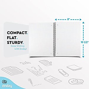 Graph Paper Notebook Quad Ruled Spiral Grid Notebook PACK Of 4 White Paper 100 Sheets Assorted Colors Wire Bound Graphing Books - by Emraw