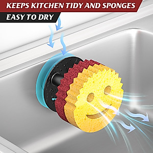 Sponge Holder for Kitchen Sink Smiley Face,Sink Caddy Organizer with Suction Cup Installation for Kitchen/Bathroom, Self Draining,Sponge Caddy for Holding Smiley Sponges (Sponges Not Included)