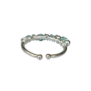 Handmade Amazonite Gemstone Adjustable Toe Ring, 925 Sterling Silver, Stones Small Dainty Open Toe, Pinky or Knuckle Rings for Women, By MiYa Jewelry Creations