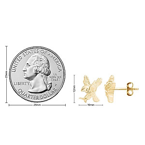 Eagle Stud Earrings In 14k Yellow Gold Over Sterling Silver