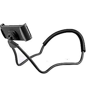 Universal Smart Mobile Phone Stand,Hanging on Neck Cell Phone Mount Holder, Lazy Cell Phone Holder (Black)