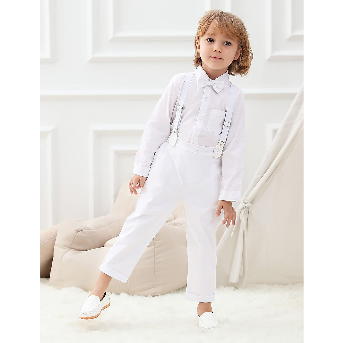 A&J DESIGN Baptism Outfits for Boys Toddler Christening Clothing Formal Gentleman Dress Suit 4-5T White