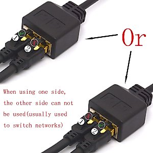 GLHONG RJ45 Adapter Cable RJ45 Male to Dual Female Adapter Extender Support Ethernet Cat 5/CAT 6 LAN for Switching Networks Between Two Computers (not Used as a Network Splitter)