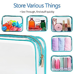 PACKISM Clear Makeup Bags, 3 Pack TSA Approved Toiletry Bags Clear Toiletry Bags for Traveling, Clear Cosmetic Bags Airport Carry on Clear Compliant Bag, Green