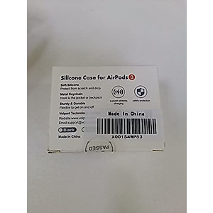 volport Airpods 3 Case Cover, Airpods 3 Case Protective Accessories Skin with Keychain Compatible with Apple Airpods 3rd Generation 2021 for Women Men Girls Boys,Front LED Visible, Black