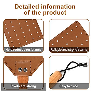 PEUTIER 2pcs Leather Fly Swatter, 19.5 Inch Long Heavy Duty Flyswatter Manual with Wooden Handle Fly Catcher for Indoor Outdoor (Brown)