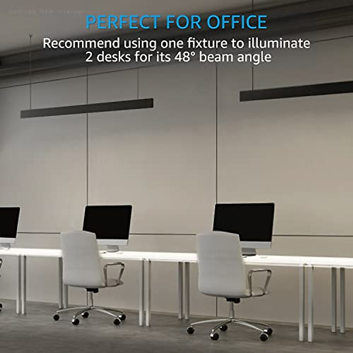 LEONLITE 4FT Anti Glare LED Linear Light Linkable, 0-10V Dimmable 100-277V Commercial-grade Architectural Suspended Lighting Fixture, Narrow Beam Angle, DLC & ETL, 40W 4600LM, 4000K Cool White, 2 Pack