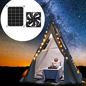 Solar Panel Fan Kit, 10w Portable Panel Powered Dual Fan with Energy Saving Large Airflow over 6 Years Life Span 3000r/M Speed, Efficient Cooling Fan for Chicken Coops, Greenhouses, Doghouses #