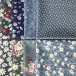 Mililanyo 8pcs 18x22inch Cotton Fabric Fat Quarters Daisy Design Fabric Bundles Floral Precut Patchwork for Quilting Sewing Crafting