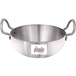 Shradha Trading Aluminium Kadai, Aluminum Indian Kadai,Indian Kadai, Cookware pan, Indian Stir Pan, Frying Pan, Size-12, Thickness 4 mm