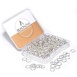 BEADNOVA 8mm Open Jump Rings Silver Jump Rings for Jewelry Making and Keychains (300Pcs)