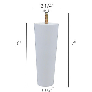 WEICHUAN White Round Solid Wood Replacement Sofa Couch Chair Ottoman Loveseat Coffee Table Cabinet Furniture Wood Legs(6" Set of 4)