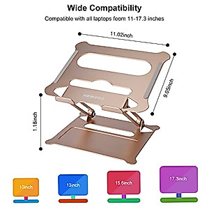 Fbrand Aluminum Laptop StandDesk, Portable Computer StandLaptop, Notebook Laptop RiserDesk, Ergonomic Adjustable Height Notebook Stand Holder11 to 17 in Mac MacBook Pro Air Dell, Gold