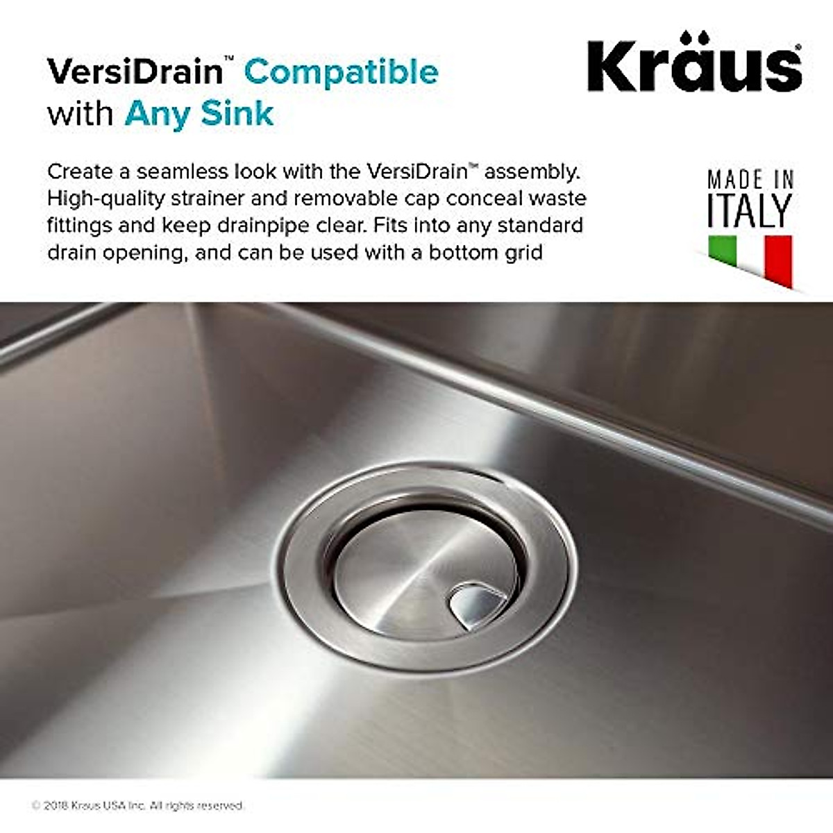 Kraus STC-2 Cappro Removable Decorative Drain Cover, Stainless Steel