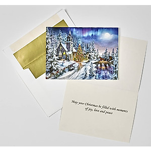 Peace on Earth Christmas Cards - Box of 15 Cards & 16 Foil Lined Envelopes