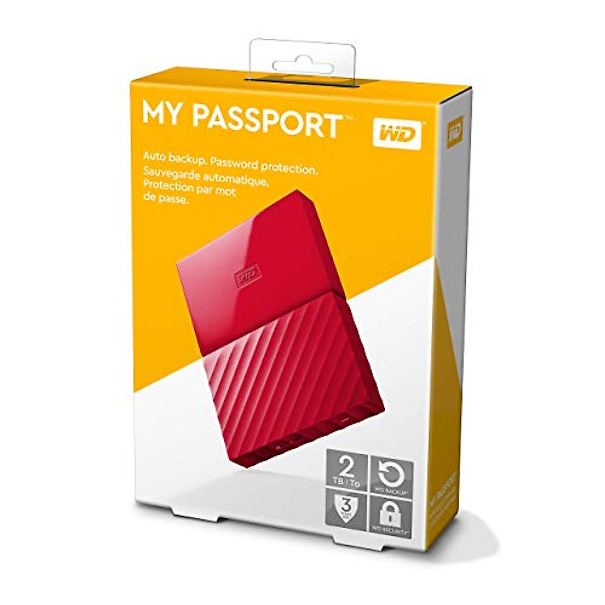 WD 2TB Red My Passport Portable External Hard Drive - USB 3.0 - WDBYFT0020BRD-WESN (Renewed)