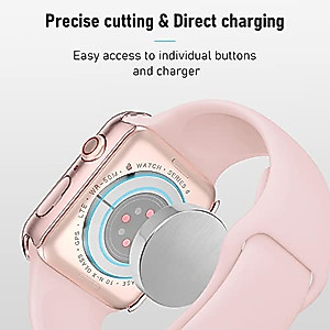 4 Pack Jeluse Case Compatible with Apple Watch Series 8/7 45mm, Built-in Tempered Glass Screen Protector, Hard PC Bumper Scratch Resistant Full Protective Touch Sensitive iWatch 45mm Cover