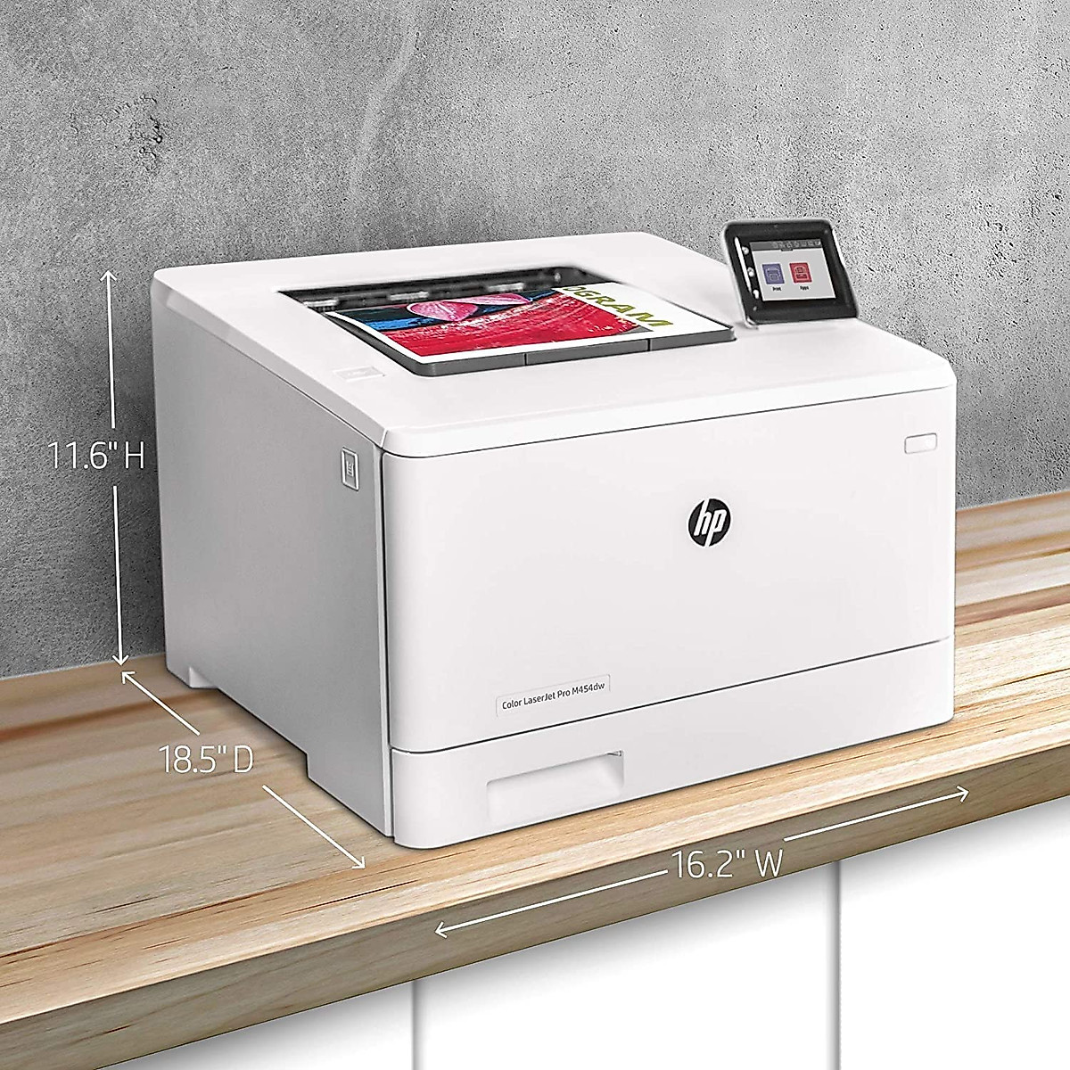 HP Color Laserjet Pro M454dw Print only Wireless Ethernet Laser Printer for Home Office, 28 ppm, 2.7" Touchscreen, 600 x 600 dpi, 8.5 x 14, 512MB RAM, Auto Duplex Printing, White, Cbmou Printer Cable