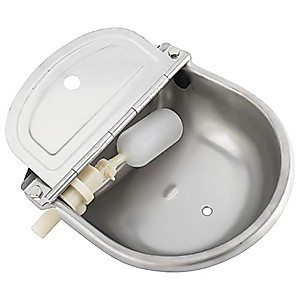 Artilife Automatic Waterers Stainless Steel Auto-Waterer Bowl Float Valve Water Bowl with Drain Hole and Plug for Horse Cattle Goat Sheep Dogs
