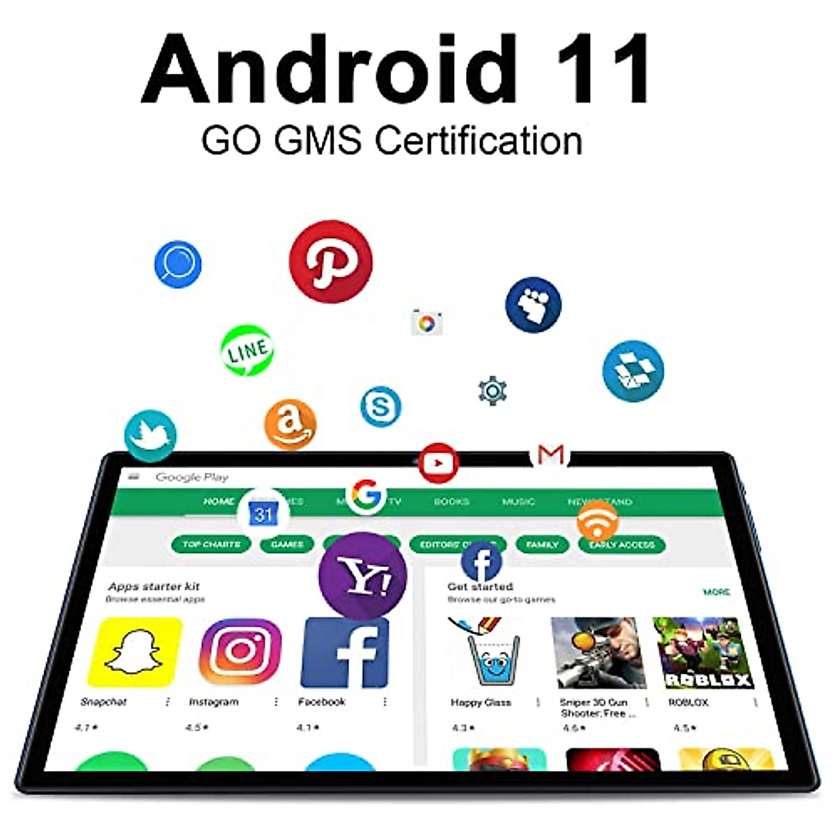 DUODUOGO Android 11.0 Tablet 10 Inch, Tablets with 4GB+64GB ROM 256 Expandable,1920 x 1200 HD IPS, Dual Camera, Bluetooth,FM, WiFi Only Tablet, DGO-S9 (Blue)