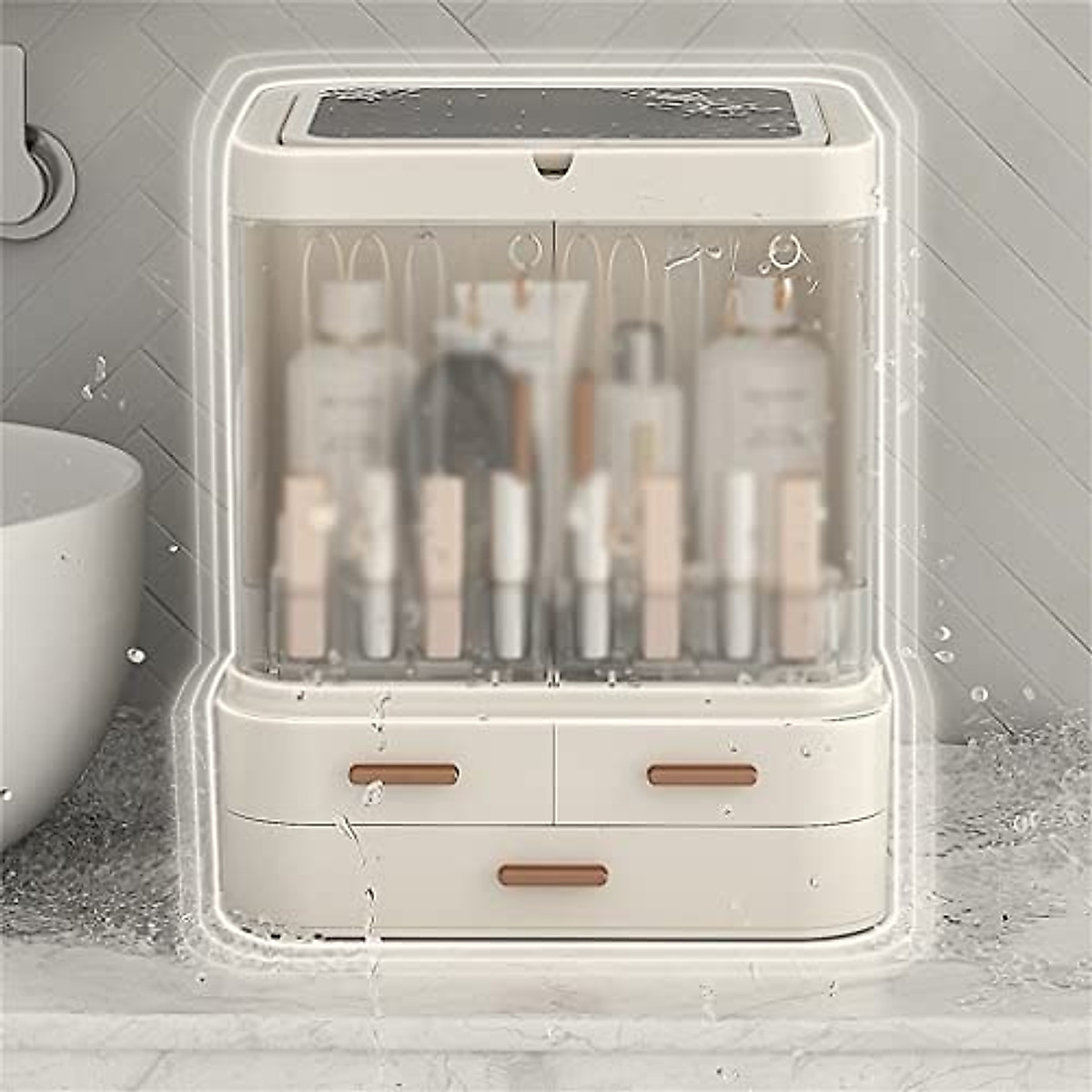 YYDEDIAN Shelf Desktop Handheld Cosmetic Organizer Drawer Dustproof Shelf Desktop Skin Care Organizer Lipstick Storage