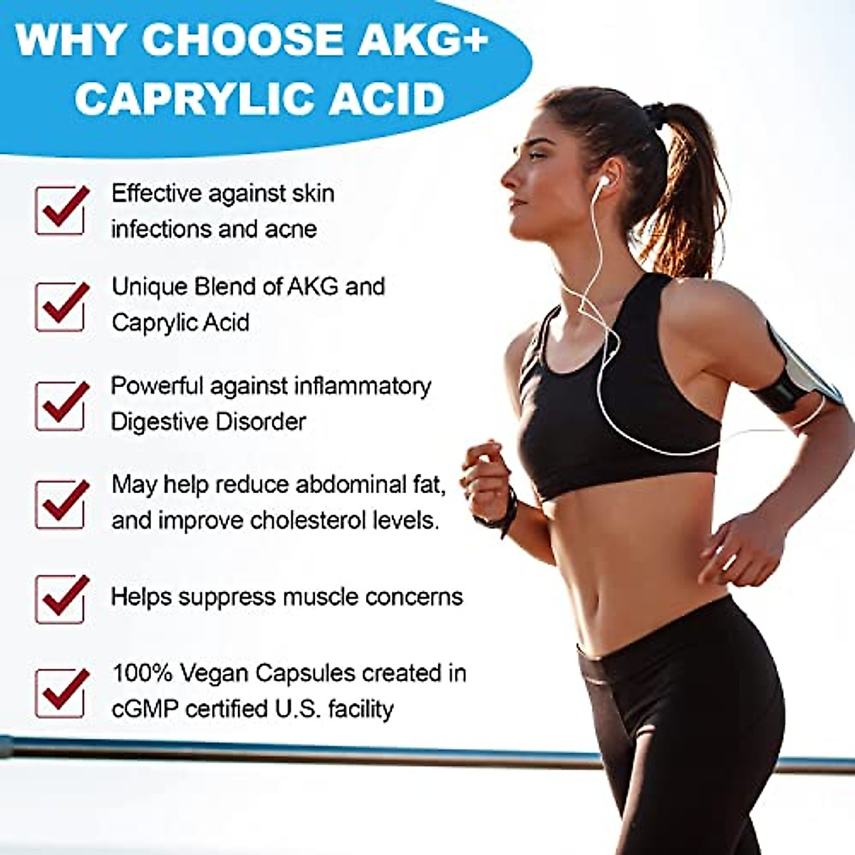 SIMPLESA NUTRITION - AKG+, Alpha Ketoglutaric Acid Plus Caprylic Acid, Improves Muscle Recovery, Increases Cell’s Energy Process, Helps to Get Lean Body, 360 Capsules, Made in USA, Non-GMO