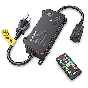 Outdoor Dimmer for String Lights, 600W Outdoor Dimmer Switch, 100FT Remote Control Light Dimmer, Dusk to Dawn Dimmer Plug for Dimmable Outdoor String Lights, Lamps and Patio Lights, Timer, Waterproof