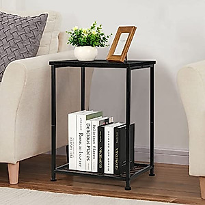 DOMYDEVM Nightstand Black Set of 2, Modern Side End Table, 2 Tier Small Bedside Desk with Storage Shelf for Bedroom Living Room Farmhouse, Printer Table Computer Tower Stand for Office Under Desk