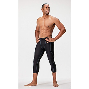 DEVOPS 2 Pack Men's 3/4 Compression Pants Athletic Leggings (X-Large, Black/Black)