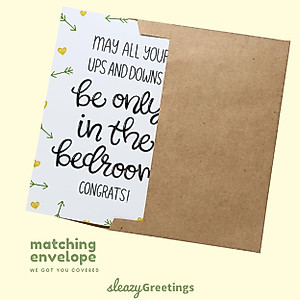 Sleazy Greetings Funny Wedding Card For Her Engaged Bachelorette Party Bridal Shower,Adult Inappropriate Engagement Card,5x7 Inch Funny Engagement Card From Friend,Ups And Downs Be Only In The