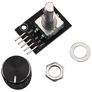 RLECS 2pcs Encoder Module Brick Sensor clickable Switch 360 Degree Rotary KY-040 with Knob Cap for Arduino