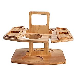 SUNESA Portable Picnic Table Lightweight Garden Wooden Picnic Table Outdoor Camping Party with Glass Holder Furniture Beach Barbecue Snack Tray Foldable Camping Table