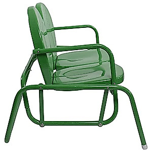 Northlight 2-Person Outdoor Retro Metal Tulip Double Glider Patio Chair, 32", Green