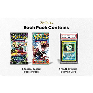 Pokemon TCG: Graded Card Mystery Power Pack - Gold Edition - 1 PSA 10 Graded Card + 25 Additional Cards with 5 Holofoils - 1 First Edition Card + 2 Factory Sealed 10 Card Booster Packs + 1 Code Card