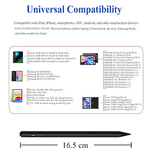 Active Stylus Pens for Touch Screens, DOGAIN Pencil for Android, Rechargeable Tablet Pen POM Tip Magnetic iPad Pencil for iPad/Pro/Air/Mini/iPhone/Samsung/Lenovo/iOS/Android and Other Touch Screen