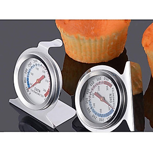 Cooking Thermometer, Dial BBQ Grill Cooker Oven Thermometer Frying Pan High Temperature Gauge Kitchen Baking Tool - Silver