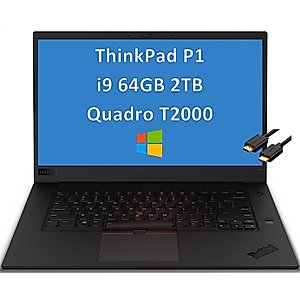 2021 Lenovo Thinkpad P1 Gen 3 15.6 FHD Mobile Workstation Laptop (Intel 8-Core i9-10885H, 64GB RAM, 2TB PCIe SSD, Quadro T2000 Graphics) Backlit , Thunderbolt, Fingerprint, Windows 10 Pro (Renewed)