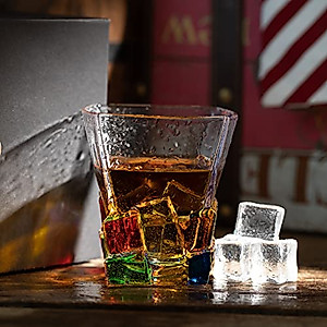 ivlere Whiskey Glass Set of 2 - Lead-Free Crystal Color Clear Scotch Glasses 15 oz Glassware for Drinking Bourbon Malt Cognac Irish Whisky