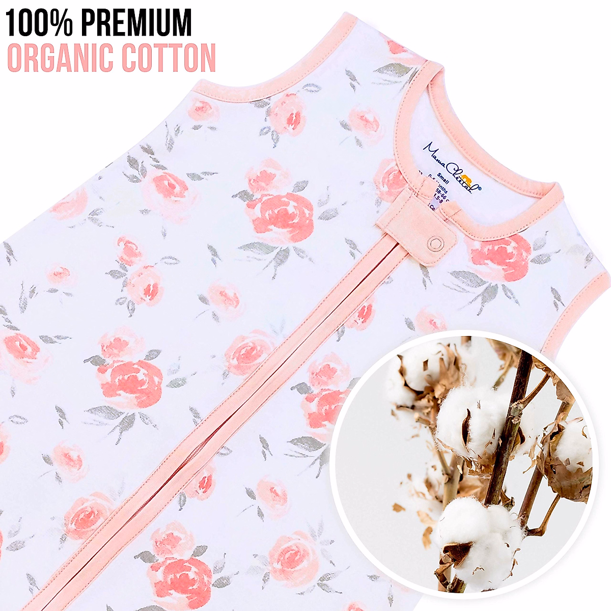 Mama Cheetah Baby Sleep Sack 0.5 TOG, Organic Cotton Baby Wearable Blanket with Two-Way Zipper, Swaddle Transition Baby Sleeping Bag for Newborn Infant Toddler Boy Girl, 0-3 Months