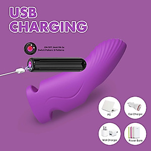 Finger Dildo Couples Sex Toys, Couples Bullet Vibrator, Sexual Pleasure Tools for Women, Waterproof G spot Clitoris Nipple Mini Vibrator, Rechargeable Silicone Finger Stimulator with 9 Vibration Modes