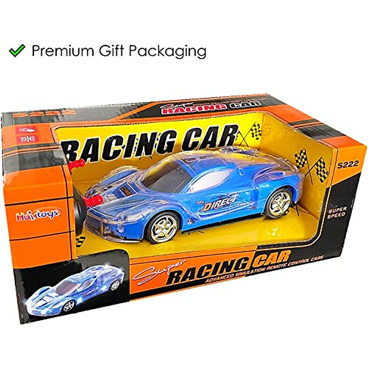 Haktoys Remote Control Light Up Cars 2-Pack Upgraded 2.4GHz RC Racing Sports Cars 1:24 Scale Radio Controlled Toy Vehicles with Bright and Colorful Flashing Lights - Two Players Can Play Together