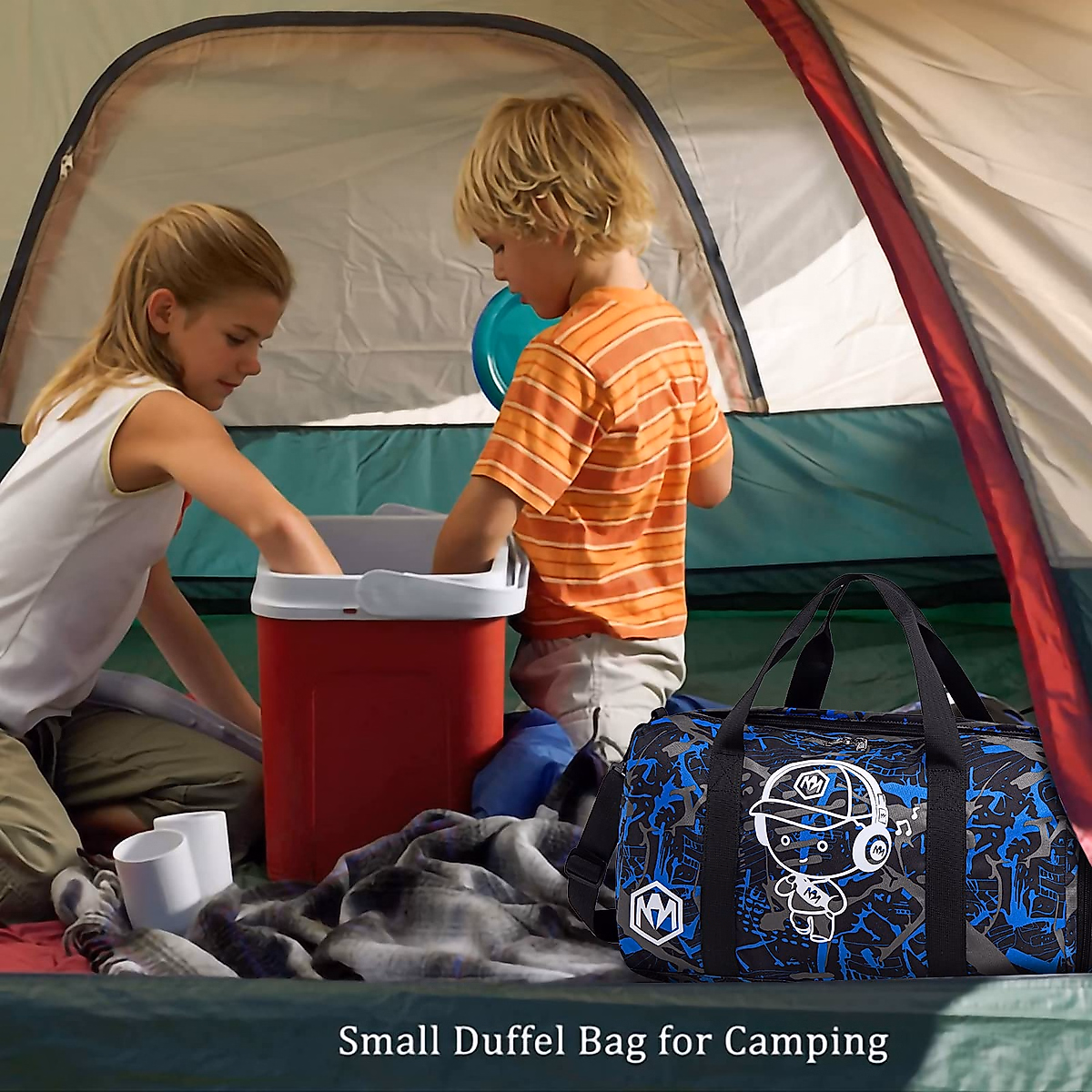 Kids Overnight Duffle Luminous Sport Gym Gag with Shoe Compartment & Wet Pocket Small Sleepover bag Carry on Weekender Travel Tote for Kids Boys Girls