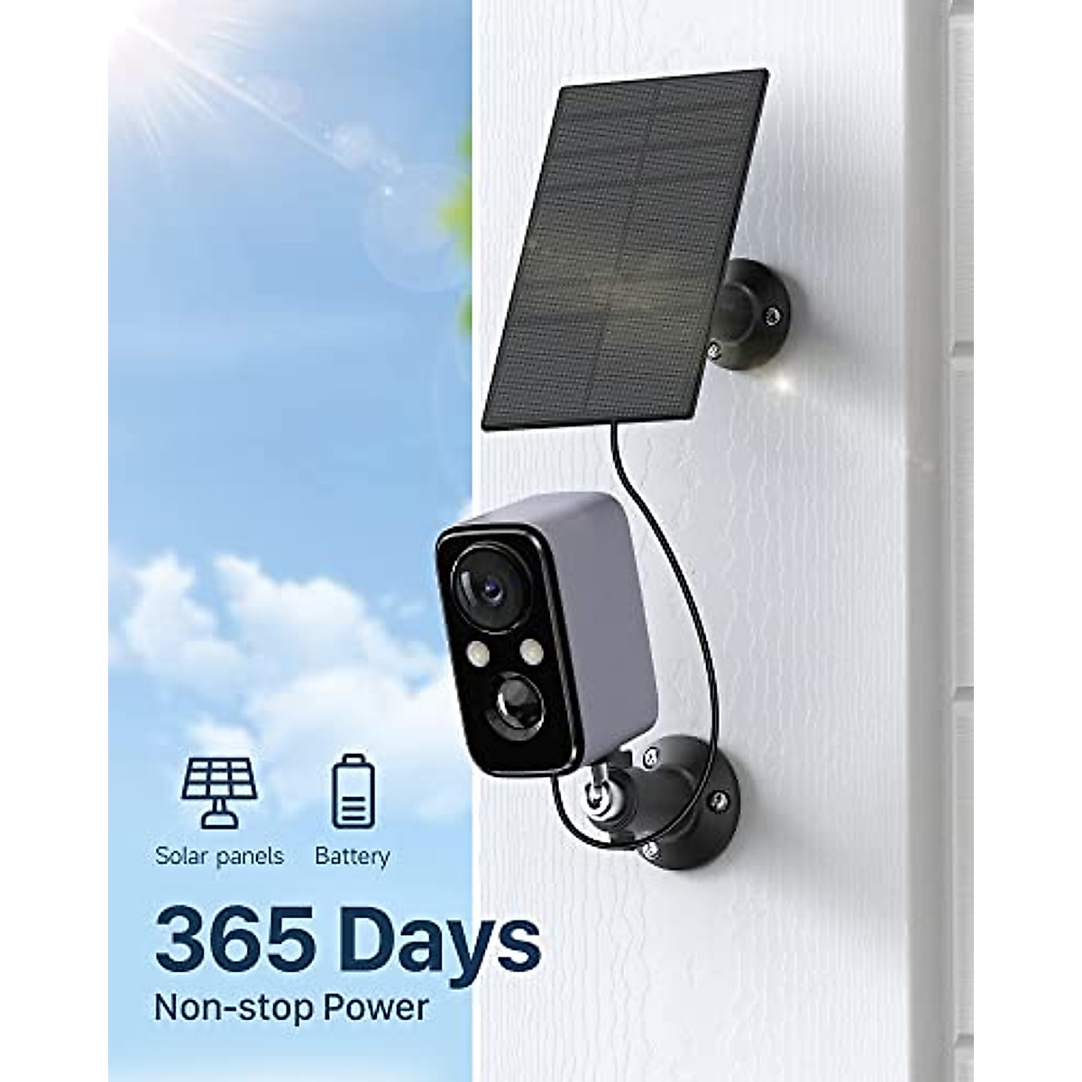 IHOXTX Security Cameras Wireless Outdoor, Flood Light Solar Cameras for Home Security, Home Camera with Color Night Vision, PIR Detection, 2-Way Talk, IP66 Waterproof, SD Card/Cloud Storage (Gray)