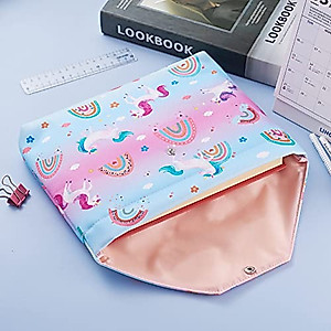 Unicorn Rainbow Book Sleeve with Zipper and Back Pocket, Book Covers for Paperback with Padded, 11 x 9 Inch, Unicorn Gifts for Girls