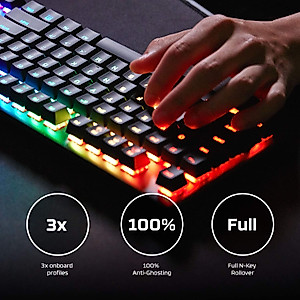 HyperX Alloy Origins - Mechanical Gaming Keyboard, Software-Controlled Light & Macro Customization, Compact Form Factor, RGB LED Backlit - Clicky HyperX Blue Switch, Full Size (Renewed)