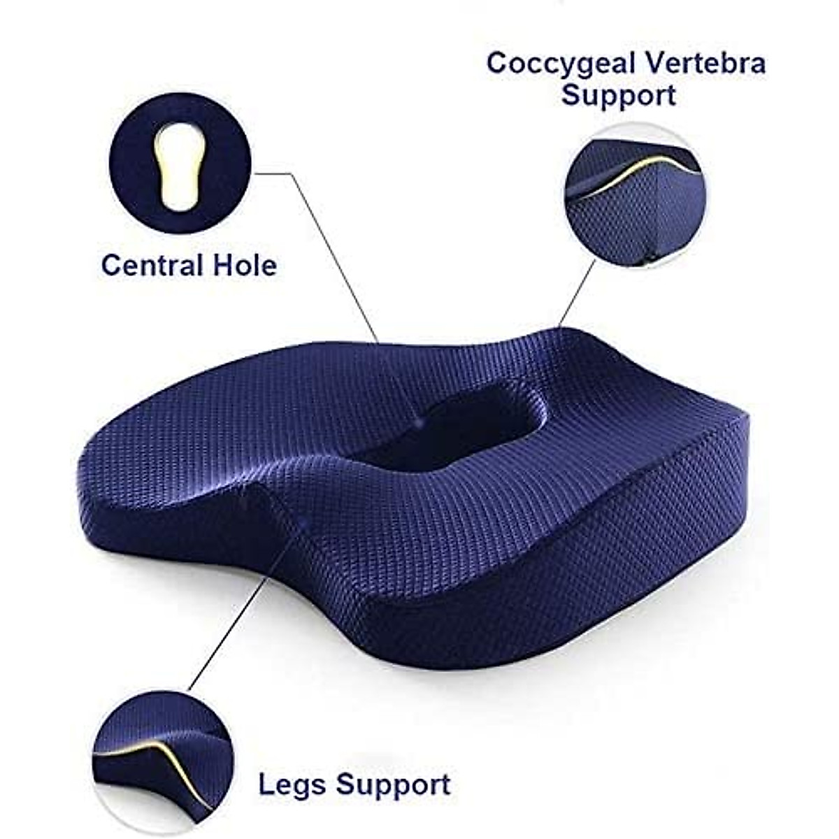EYEARN Seat Cushion for Chair,100% Memory Foam and Lumbar Support - for Tailbone Pain, Sciatica, Back & Buttoock Pain Relief,Used in Office Seats, Homes, Cars(Blue) Durable and not Easily Deformed